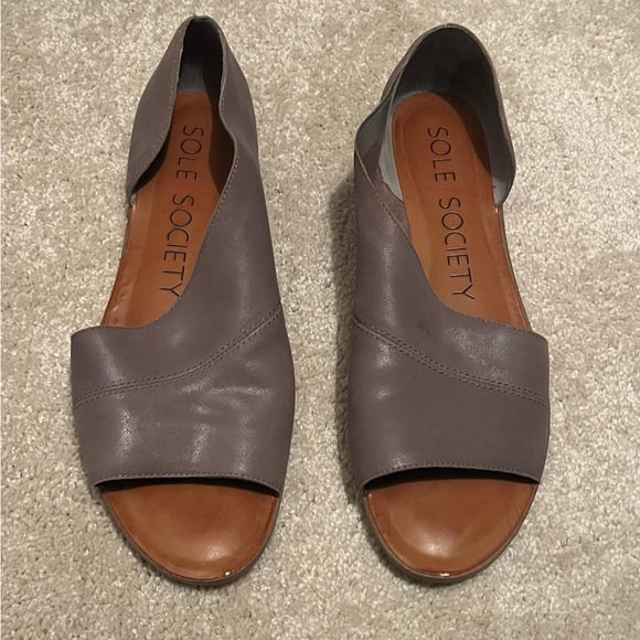 Sole Society | Shoes | Sole Society Womens Gray Opentoe Flats | Poshmark